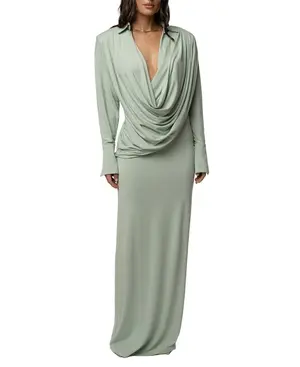 JLUXLABEL Poise Draped Maxi Dress - Mint