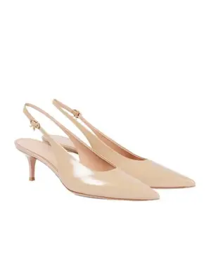 GIANVITO ROSSI Patent Leather Slingback Pumps - Nude