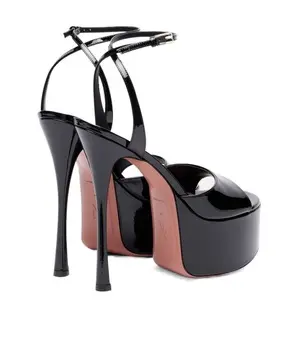 Amina Muaddi Patent Leather Platform Sandals