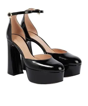 GIANVITO ROSSI Patent Leather Platform Pumps - Black