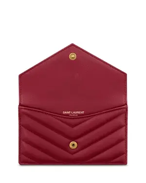 Saint Laurent Cassandre Fragments Flap Card Case In Lambskin
