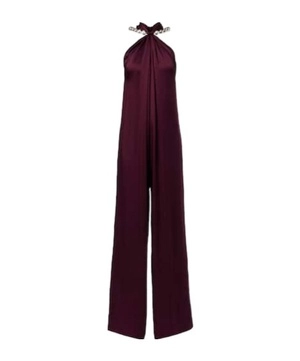 Stella McCartney Embellished Halterneck Satin Jumpsuit - Black