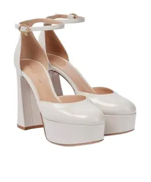 GIANVITO ROSSI Patent Leather Platform Pumps - White