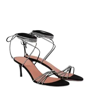 Amina Muaddi Crystal-embellished Suede Sandals - Black