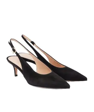 GIANVITO ROSSI Solid Suede Slingback Pumps - Black
