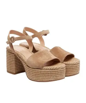 GIANVITO ROSSI Suede Espadrille Wedges - Brown