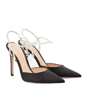 GIANVITO ROSSI Crystal-embellished Satin Pumps - Black