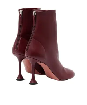 Amina Muaddi Leather Ankle Boots