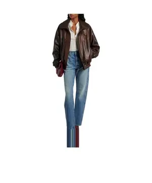 Amina Muaddi Leather Ankle Boots