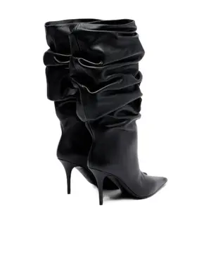 Amina Muaddi Leather Mid-calf Boots