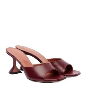 Amina Muaddi Leather Mules - Red