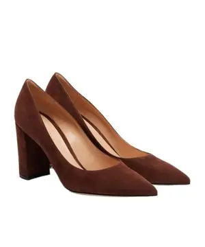 GIANVITO ROSSI Solid Suede Pumps - Brown