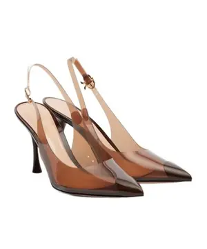 GIANVITO ROSSI Leather-trimmed Slingback Pumps - Brown