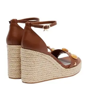 GIANVITO ROSSI Embellished Leather Espadrille Wedges