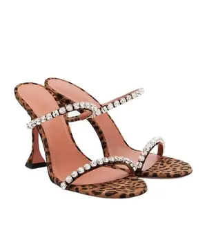 Amina Muaddi Leopard-print Suede Mules - Multicolor