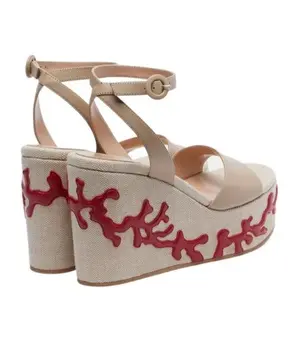 GIANVITO ROSSI Leather Wedge Espadrilles