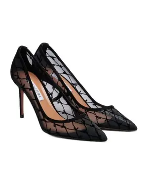 AQUAZZURA Suede-trimmed Mesh Pumps - Black