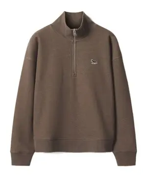 Maison Kitsuné Baby Fox Half Zip Sweatshirt - Dark Brown