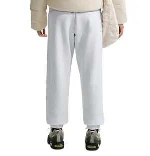 Nike Studio Fleece Medium Weight High Rise Oversized Cuffed Pants - Birch Heather/black