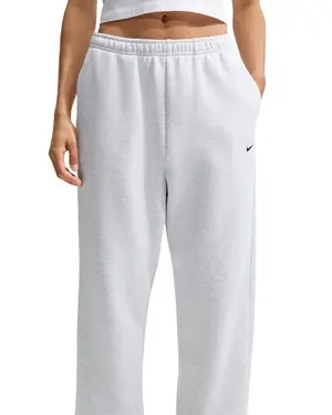 Nike Studio Fleece Medium Weight High Rise Oversized Cuffed Pants - Birch Heather/black