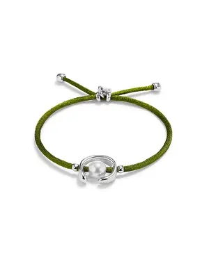 UNODE50 Dark Green Bracelet With Pearl Shell - Silver