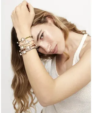 UNODE50 Dark Green Bracelet With Pearl Shell