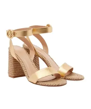 GIANVITO ROSSI Metallic Leather Sandals - Nude