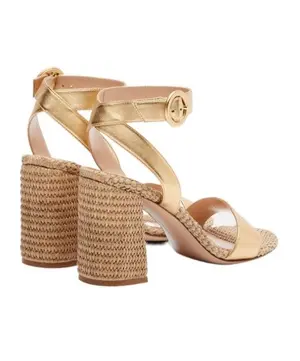GIANVITO ROSSI Metallic Leather Sandals - Nude