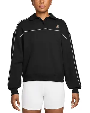 Nike Court Collection Long Sleeve Fleece Tennis Top - Black