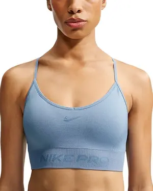 Nike Pro Seamless Light Support Padded Sports Bra - Work Blue