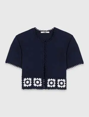 Maje Cardigan With Crochet Panels