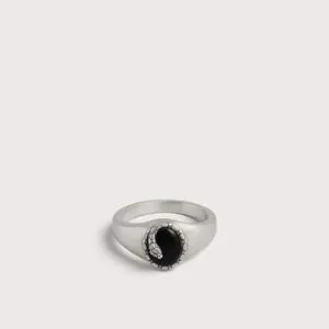 SERGE DENIMES Onyx Serpent Ring - Silver