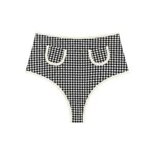 MONTCE Black & White Micro Gingham Polly Bikini Bottom - Black/white