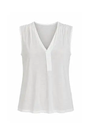 CONQUISTA Sleeveless V-neck Blouse With Pintuck Detail