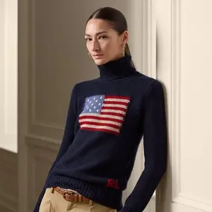 Ralph Lauren Flag Cashmere Turtleneck Sweater
