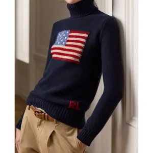 Ralph Lauren Flag Cashmere Turtleneck Sweater