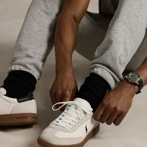 Ralph Lauren Bedford Leather-suede Sneaker - White/black