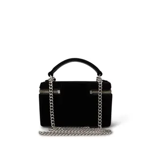 Ralph Lauren Logo Velvet Small Hallee Crossbody Bag - Black