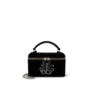 Ralph Lauren Logo Velvet Small Hallee Crossbody Bag - Black