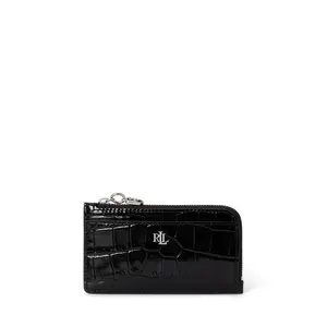 Ralph Lauren Croc-embossed Leather L-zip Card Case - Black
