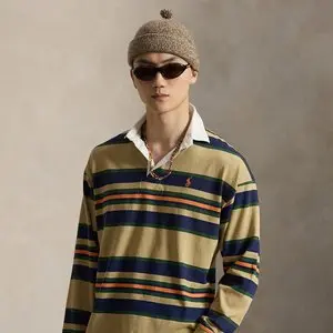 Ralph Lauren Big Fit Striped Jersey Rugby Shirt - Rl Khaki Multi