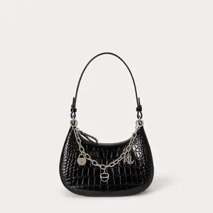 Ralph Lauren Embossed Medium Marcy Zip Shoulder Bag