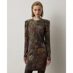 Ralph Lauren Keney Embellished Floral Long Sleeve Mini Dress