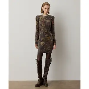 Ralph Lauren Keney Embellished Floral Long Sleeve Mini Dress