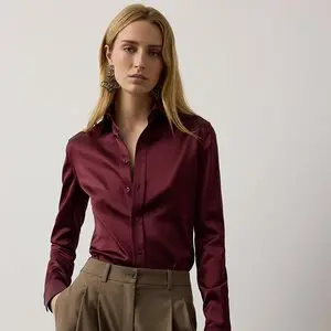 Ralph Lauren Cameron Ii Straight Fit Satin Shirt