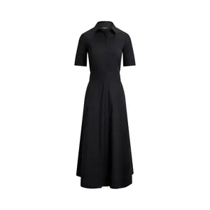 Ralph Lauren Belted Stretch-cotton Blend Midi Shirtdress - Black