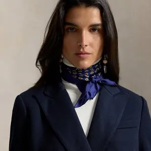 Ralph Lauren Foulard Silk Square Scarf - Bright Navy