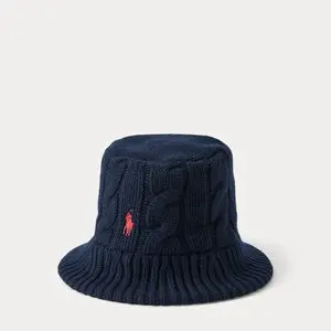 Ralph Lauren Cable-knit Wool-blend Bucket Hat - Hunter Navy