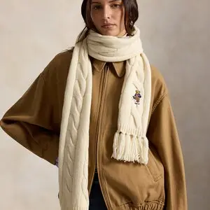 Ralph Lauren Polo Bear Cable-knit Scarf - Cream