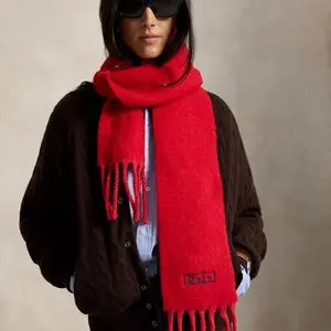 Ralph Lauren Brushed Wool-blend Fringe Scarf - Red